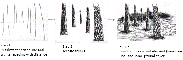 Drawing With Tree Trunks - Pen and Ink Drawings by Rahul Jain